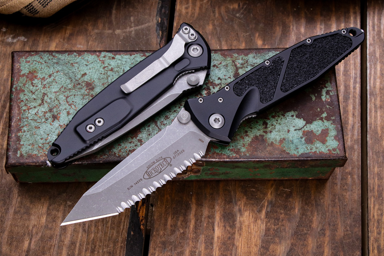 Microtech Socom Elite Manual Folding Knife 4 Stonewash Apocalyptic