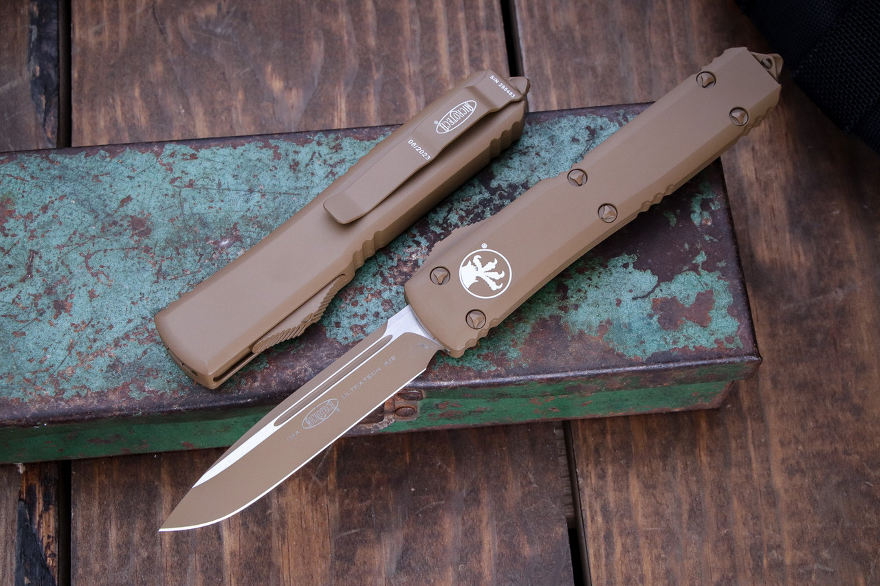 Microtech Ultratech Otf Automatic Knife Tan Cerakote 34 Drop Point