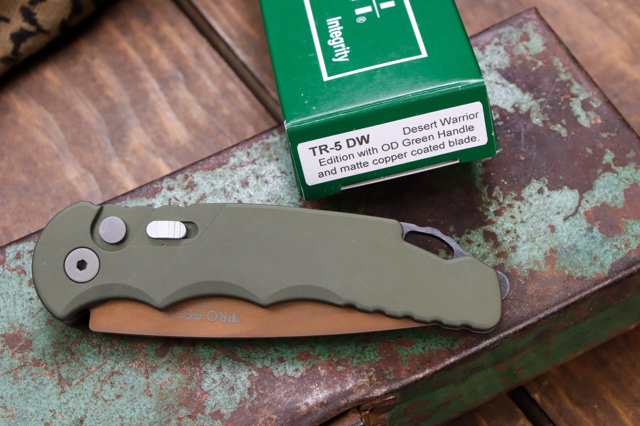 Protech Tr 5 Tactical Response Green Desert Warrior Automatic Knife 4