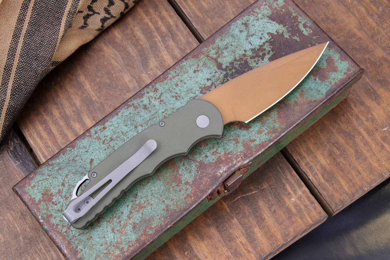 Protech Tr 5 Tactical Response Green Desert Warrior Automatic Knife 4
