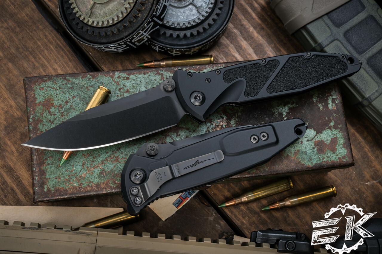 Microtech Socom Elite Manual Folding Knife DLC Shadow 4" Clip Point DLC ...