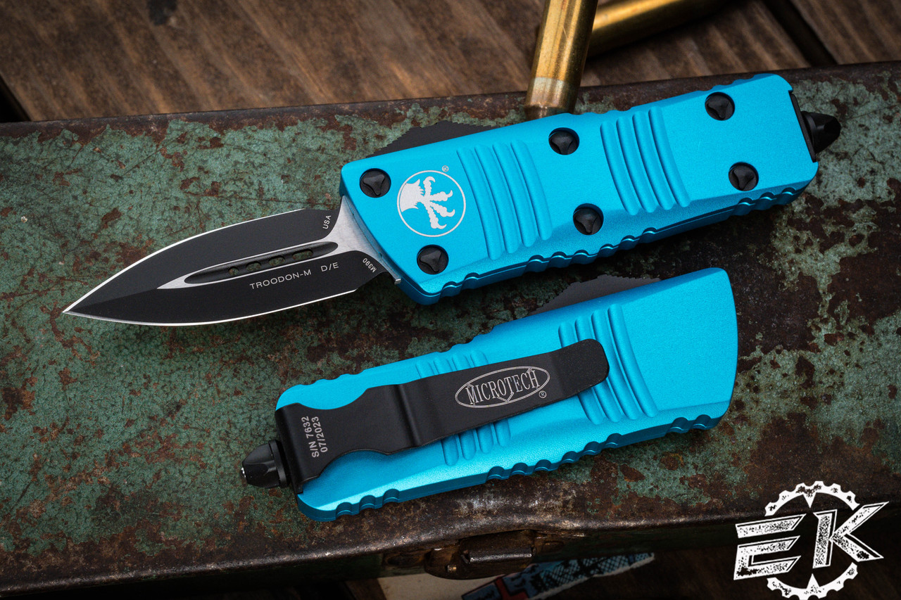 Microtech Troodon Mini Otf Automatic Knife Turquoise 19 Dagger Black