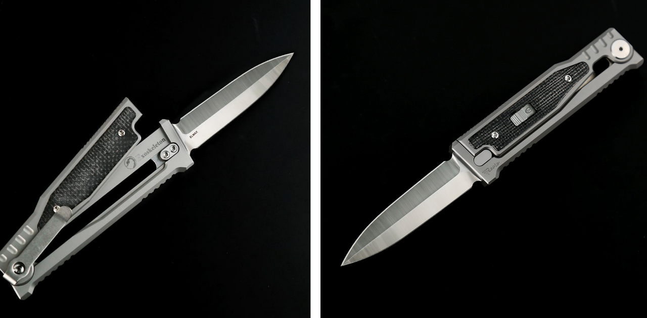 Reate Exo M Otf Gravity Knife Titaniumblack Micarta 295 Double Edge