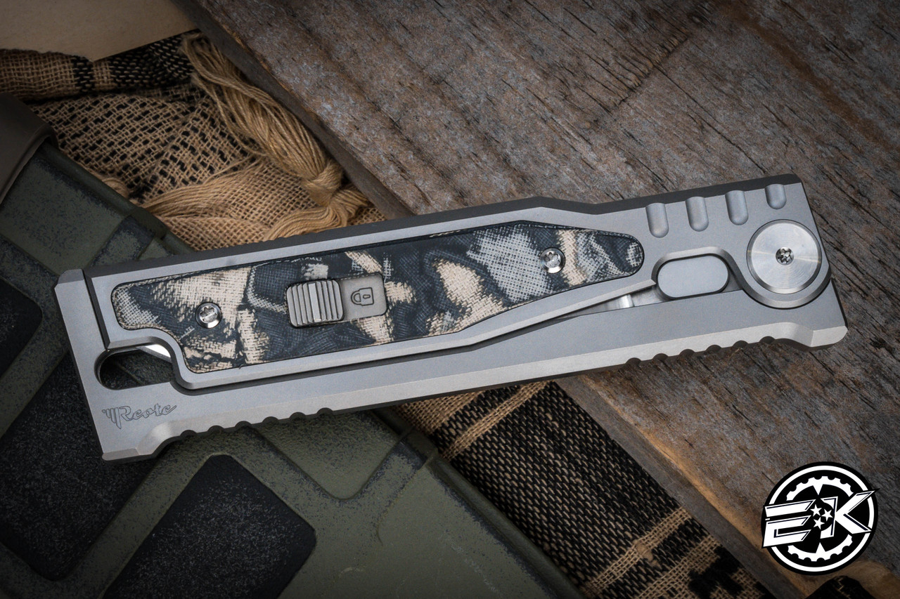 Reate Exo M Otf Gravity Knife Titaniumcamo Micarta 295 Drop Point Satin