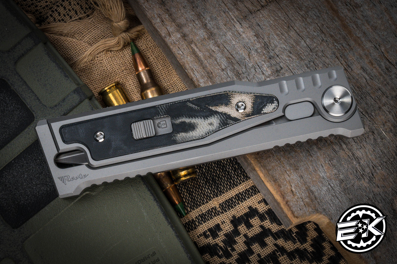 Reate Exo M Otf Gravity Knife Titaniumcamo Micarta 295 Double Edge Satin
