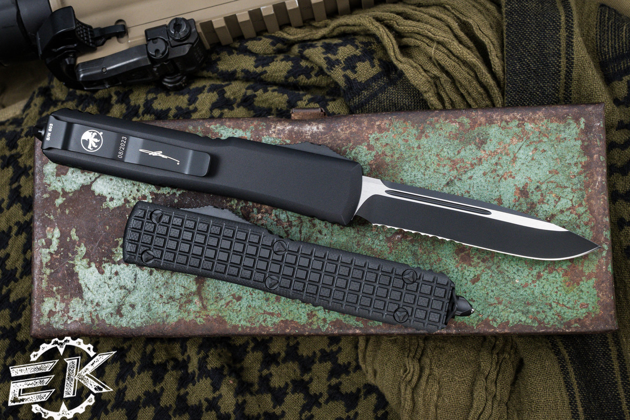 Microtech Ultratech OTF Knife Black Frag G10 3.4" Drop Point Black ...