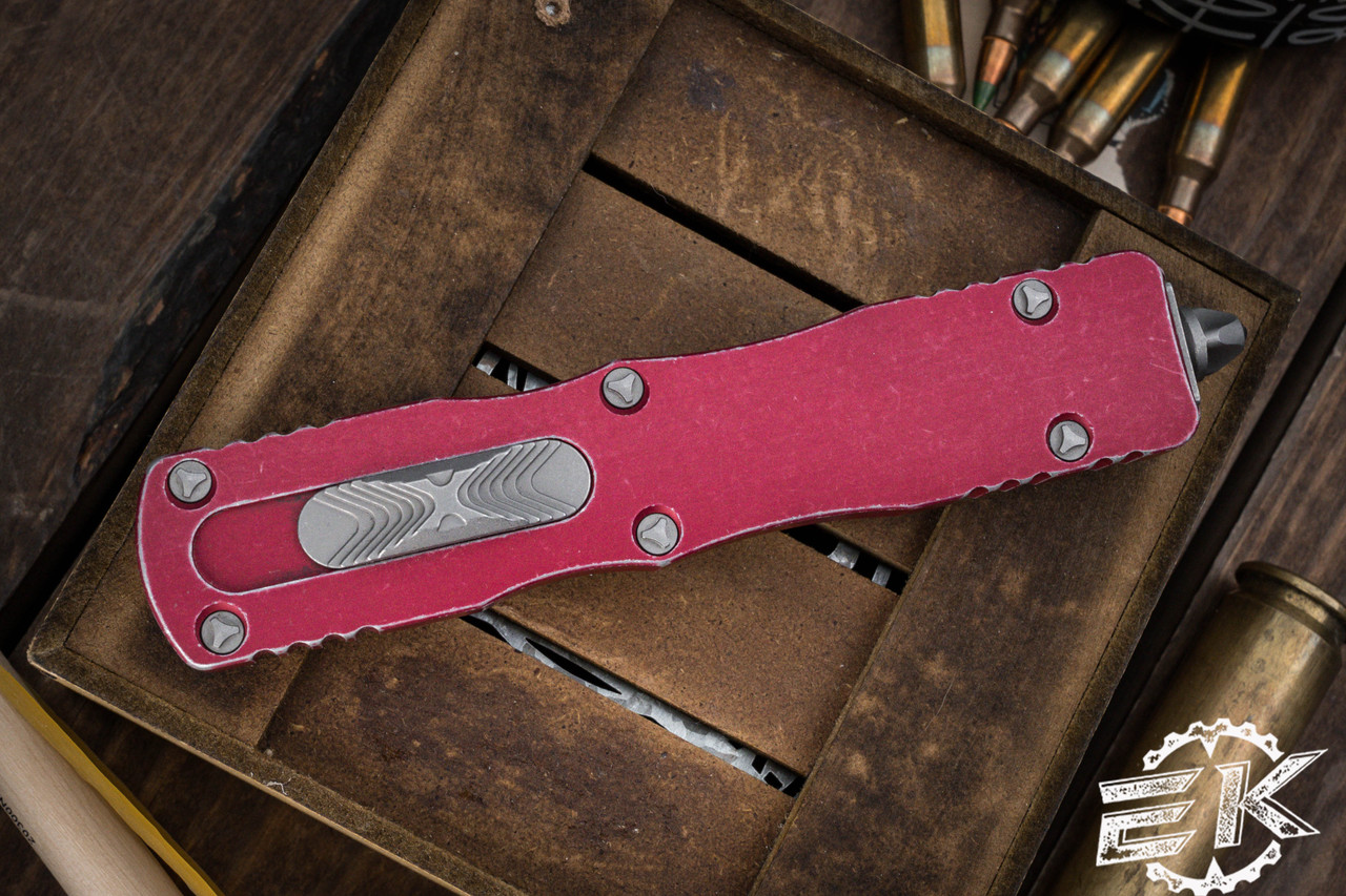 Microtech Dirac Delta Distressed Red OTF Automatic Knife 3.75" Dagger ...