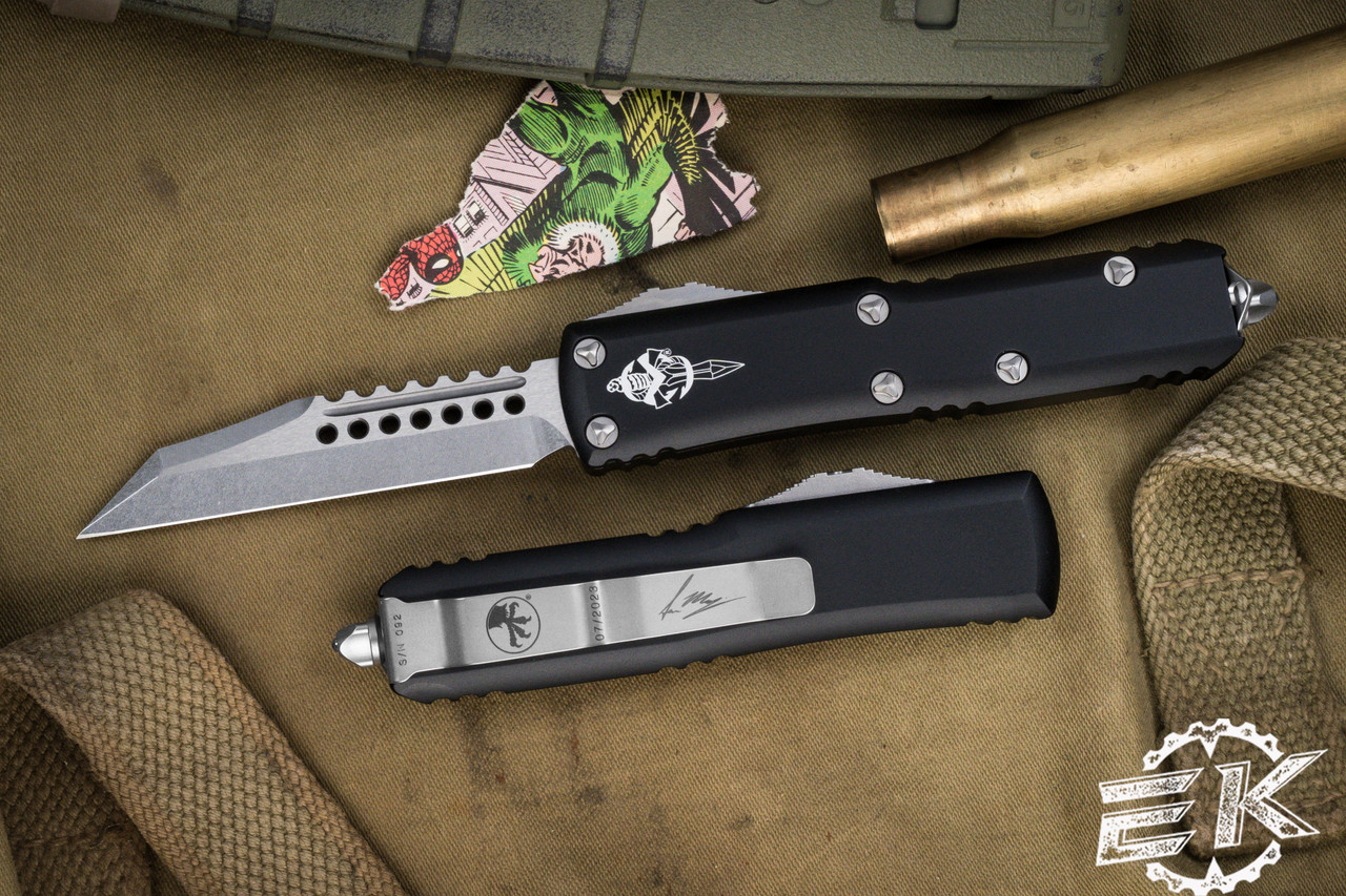 Microtech UTX-85 OTF Automatic Knife 3.1" Warhound Stonewash 719W-10S