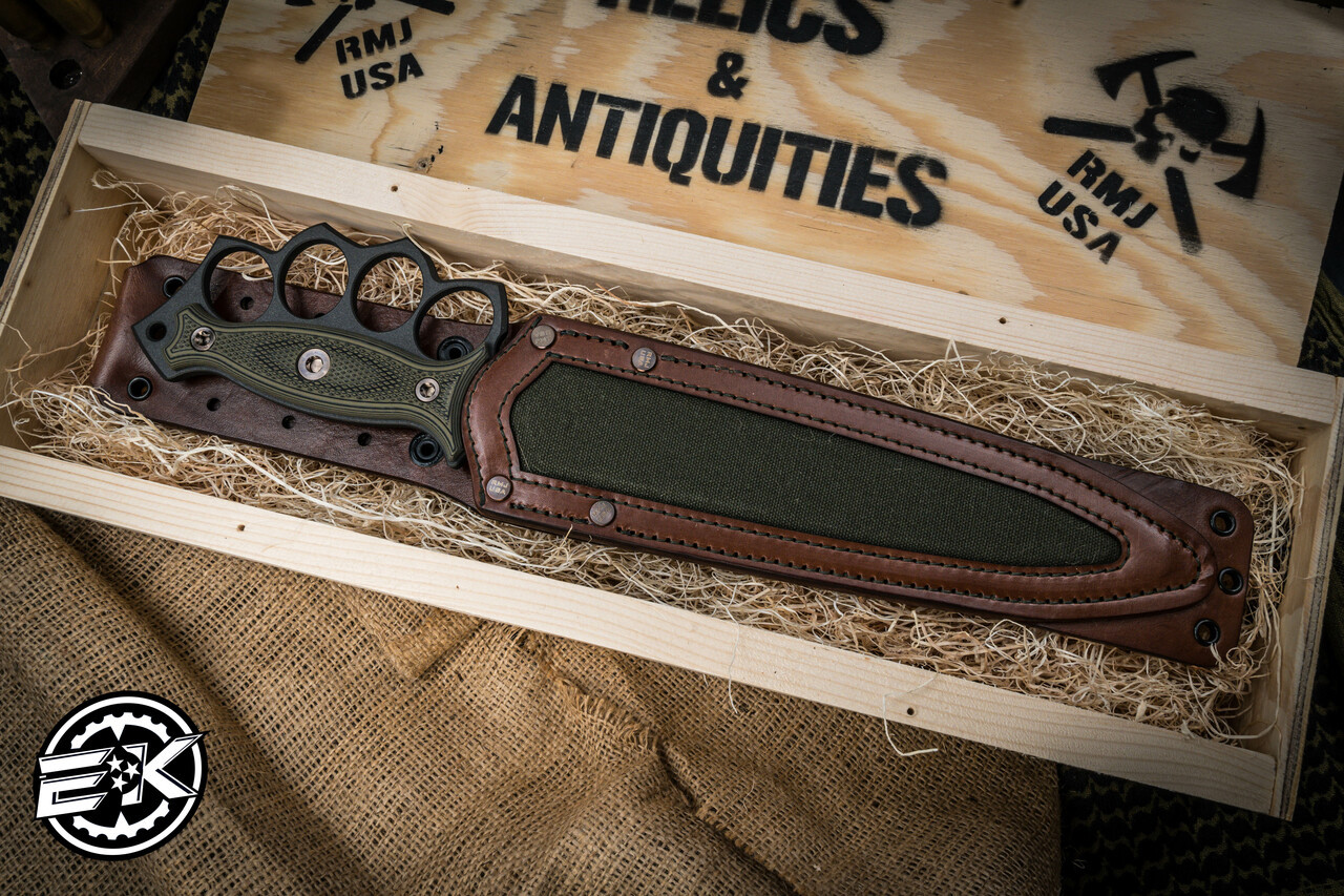RMJ Tactical Lady Death Trench Knife Dirty Olive G10 9.6" Dagger