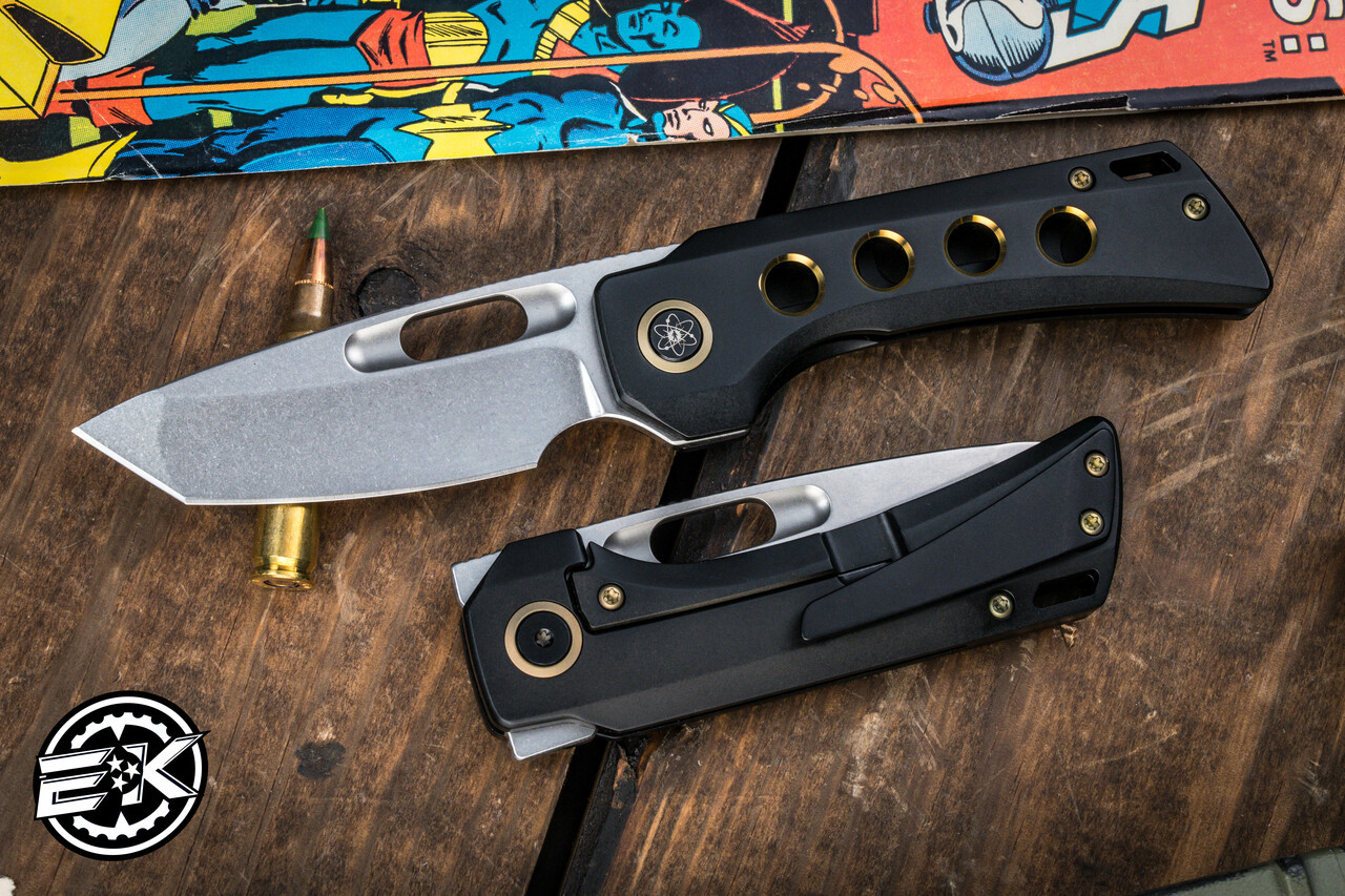 EMP EDC Nymble T2 Folding Knife DLC Titanium w/ Bronze Speedholes 3.1 ...