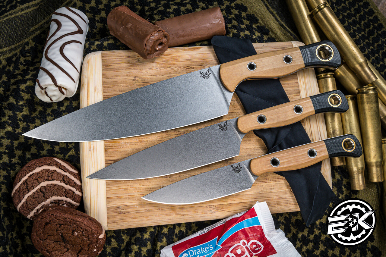 Benchmade Kitchen Cutlery 3 Knife Set Maple Valley Handles 4000-2