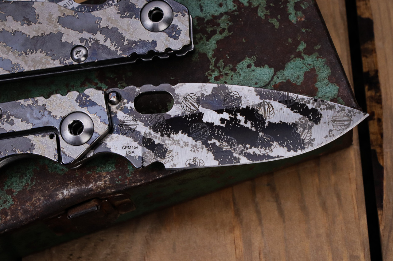 Mick Strider Knives SNG Digicam Titanium Logo Engraved 3.5" Drop Point