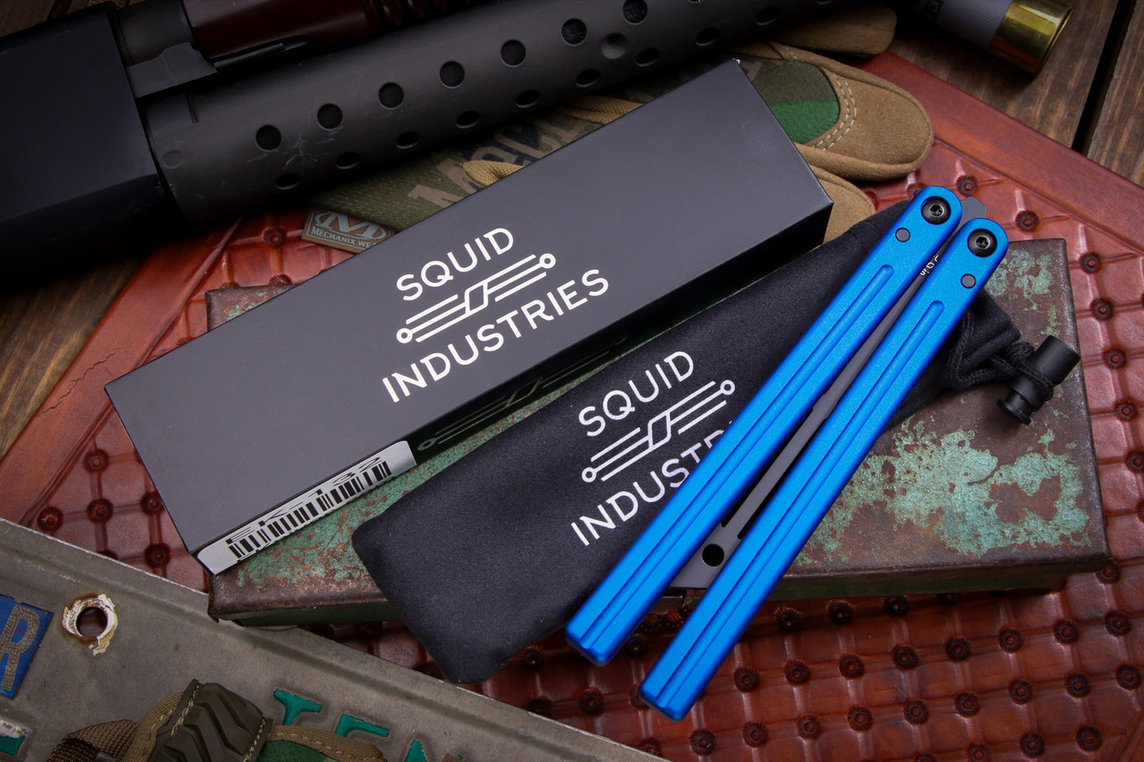 Squid Industries Triton V2 Blue Balisong Trainer 4.3" Black