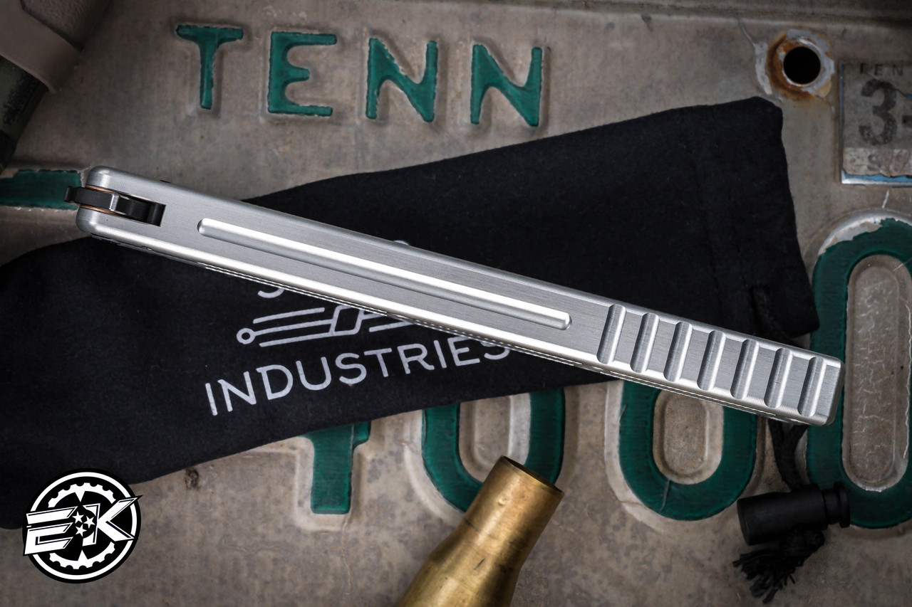 Squid Industries Krake Raken V3 Silver Butterfly Balisong 4.3" Bowie Satin