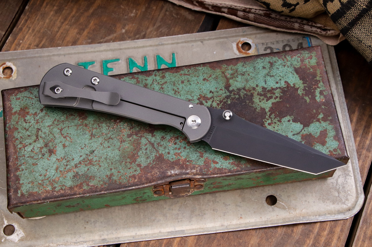 Toor Knives Merchant 2.0 Stone Folding Knife Titanium 3.4" Tanto Black ...
