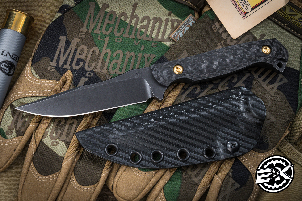 Toor Knives Krypteia Carbon Fiber Fixed Blade Knife 4" Drop Point Black ...