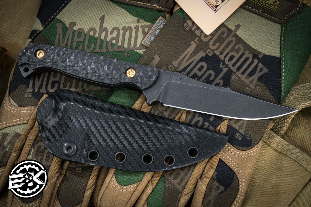 Toor Knives Krypteia Carbon Fiber Fixed Blade Knife 4" Drop Point Black ...