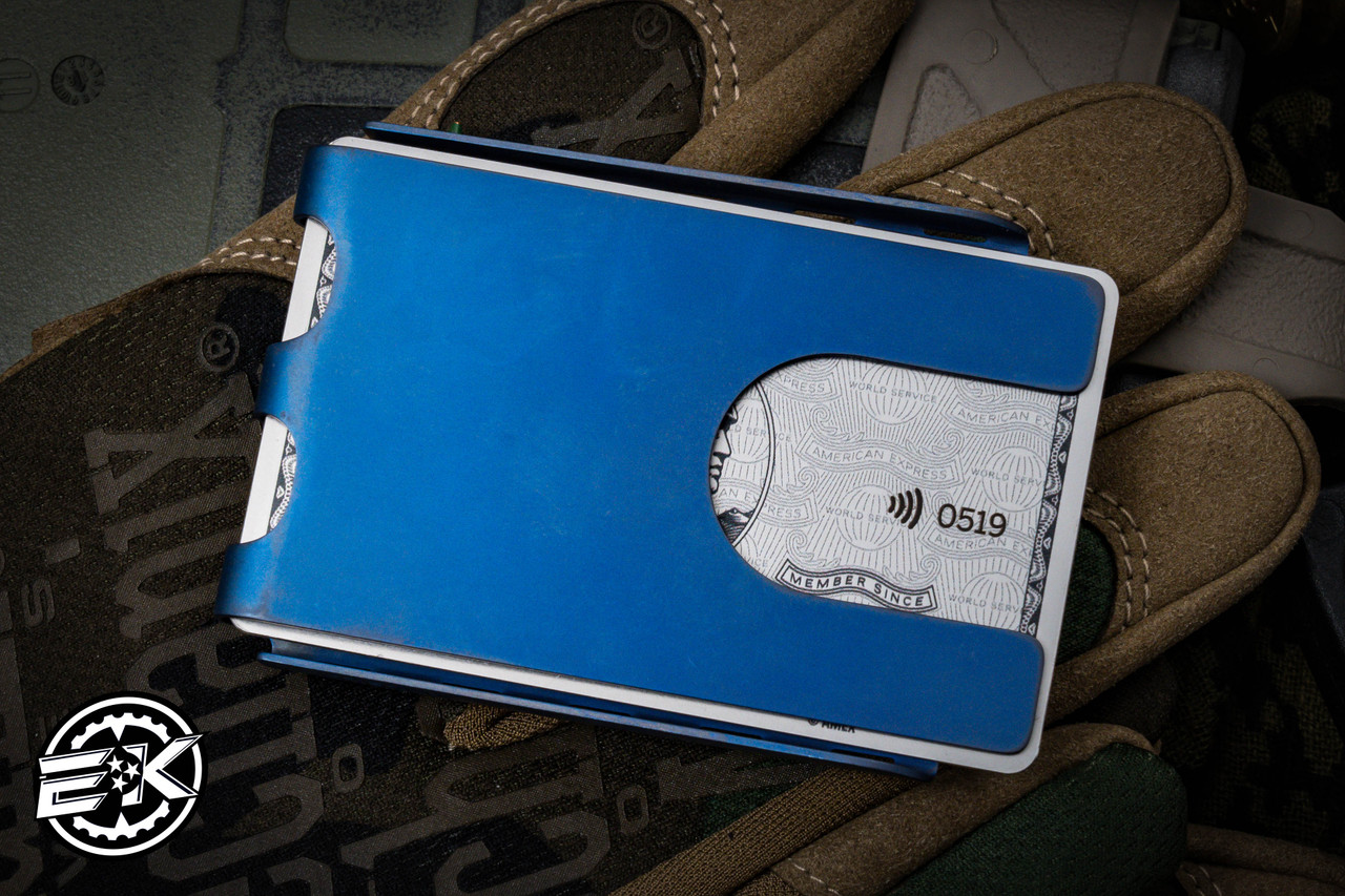 Chaves Knives Ultramar Ti Fold Wallet/Money Clip - Titanium Blue Stonewash