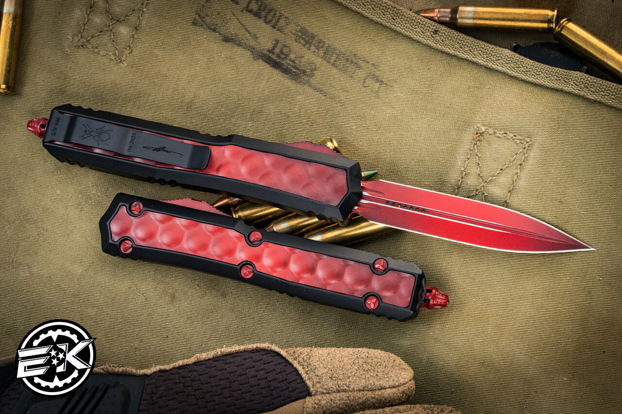 Microtech Makora Otf Automatic Knife Weathered Red Bubble Inlay 325