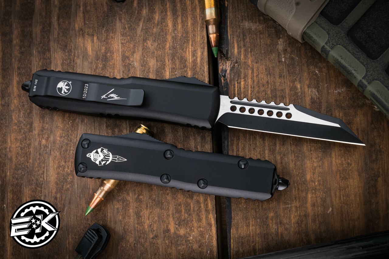 Microtech Utx 85 Otf Automatic Knife 31 Warhound Black 719w 1ts