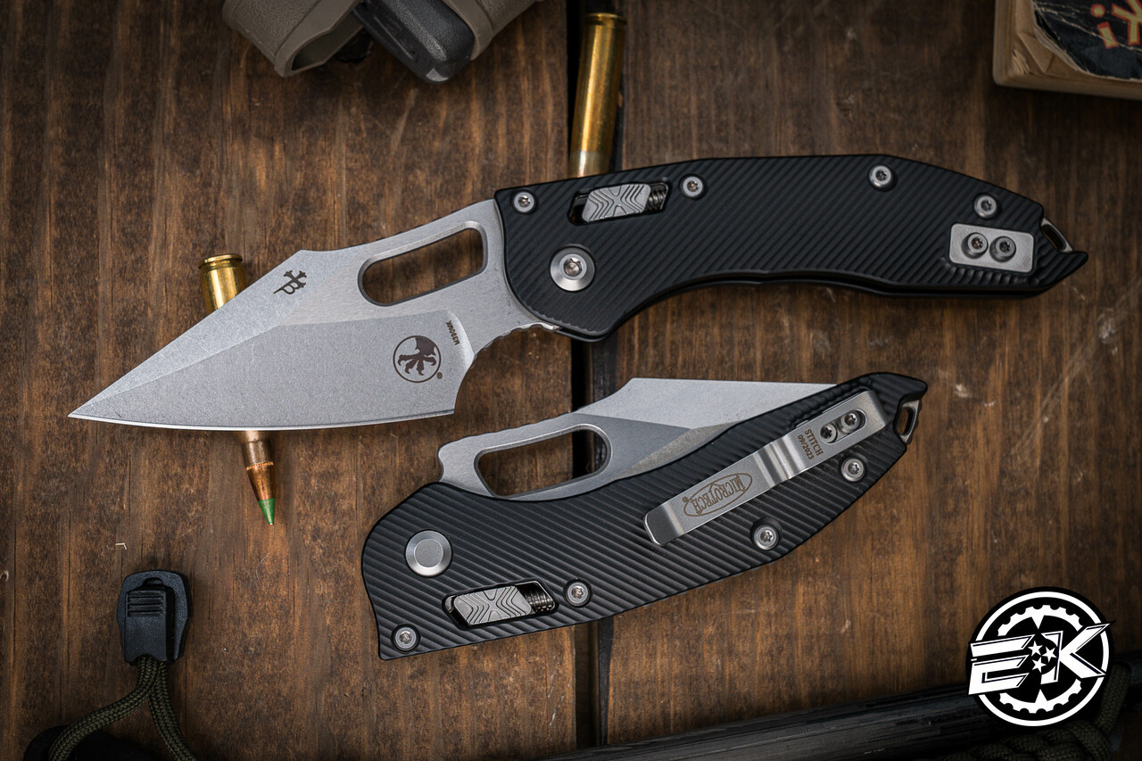 Microtechborka Blades Stitch Ram Lok Manual Folding Knife Black Fluted