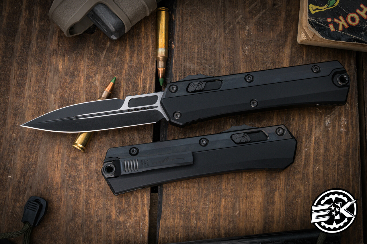Microtech "Glykon" Shadow OTF Aluminum/Titanium 3.75" DLC Two Tone ...