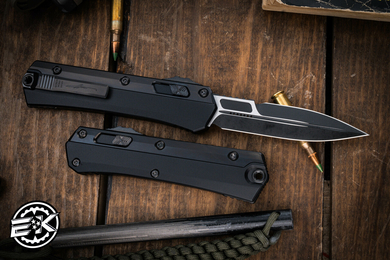 Microtech "Glykon" Shadow OTF Aluminum/Titanium 3.75" DLC Two Tone ...