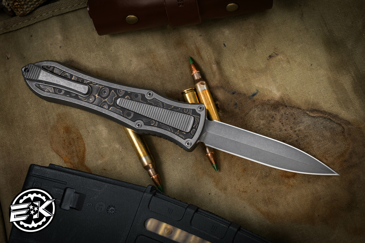 Hawk Knives Deadlock Model C Titanium/Gold Fat Carbon Inlay 3.5 ...