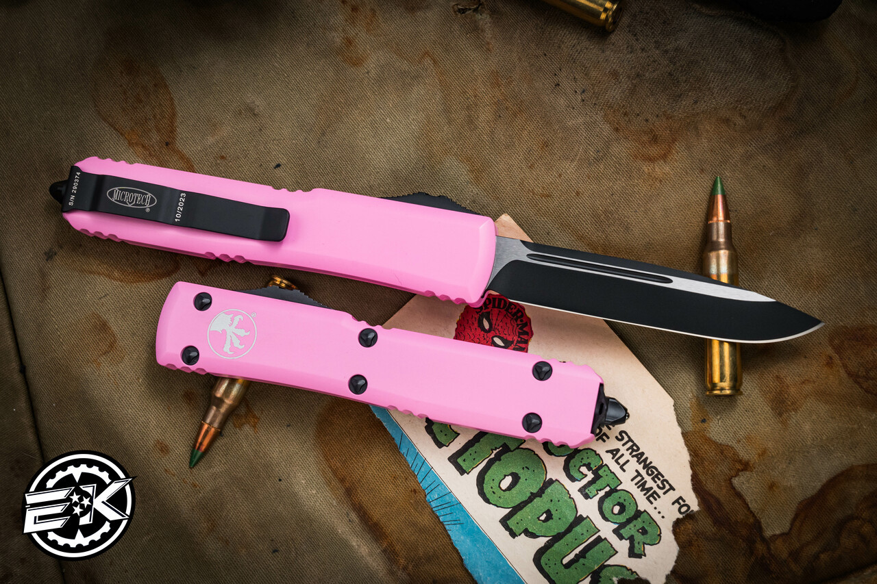 Microtech Ultratech OTF Automatic Knife Blasted Barbie Pink Cerakote 3. ...