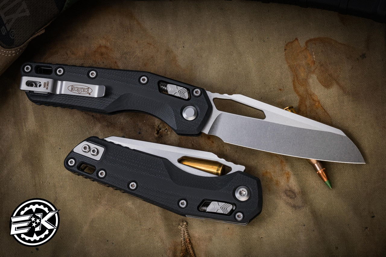 Microtech Standard Issue "MSI" Ram-LOK Manual Folder Black G10 3.75" Stonewash 210-10GTBK