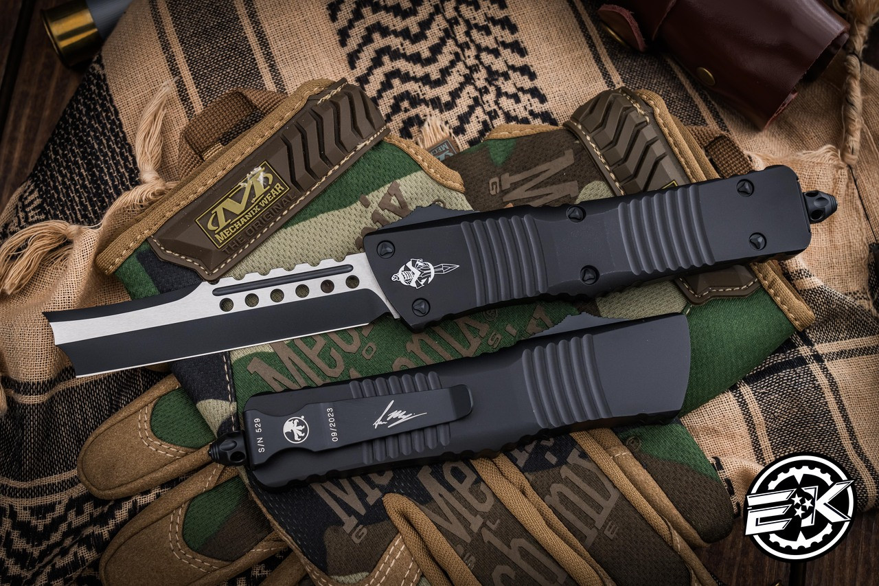 Microtech Combat Troodon Hellhound Razor Otf Automatic Knife 38 Black