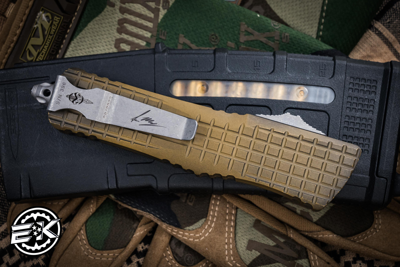 Microtech Combat Troodon Hellhound Razor Otf Automatic Knife Frag Earth