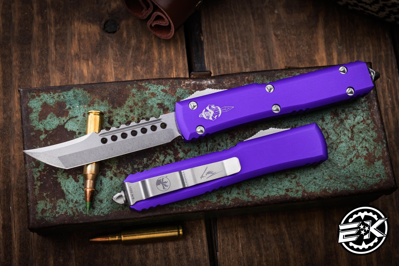 Microtech Ultratech Hellhound OTF Automatic Knife Purple 3.4" Stonewash ...