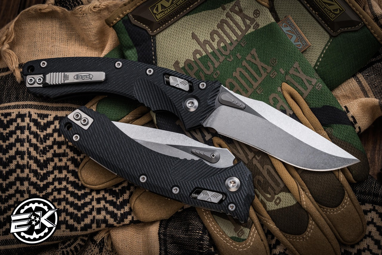 Microtech Amphibian Ram Lok Folding Knife Fluted Black G10 39