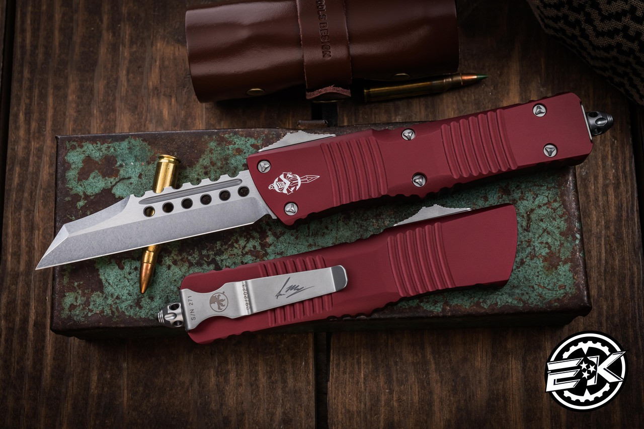 Microtech Combat Troodon Warhound Otf Automatic Knife Merlot Red 38
