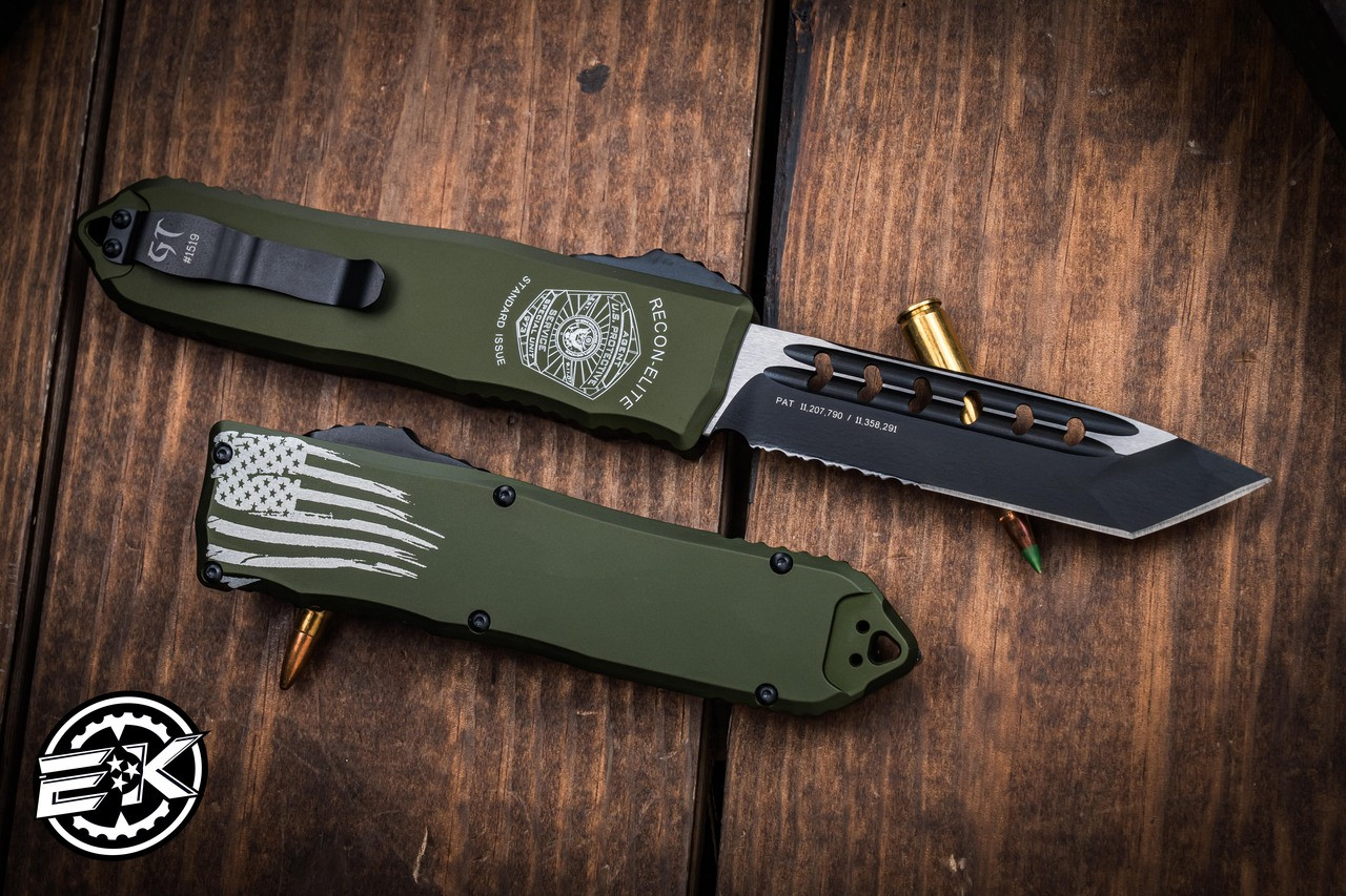 Guardian Tactical RECON-ELITE 040 OD Green Aluminum OTF Knife Tanto 4 ...