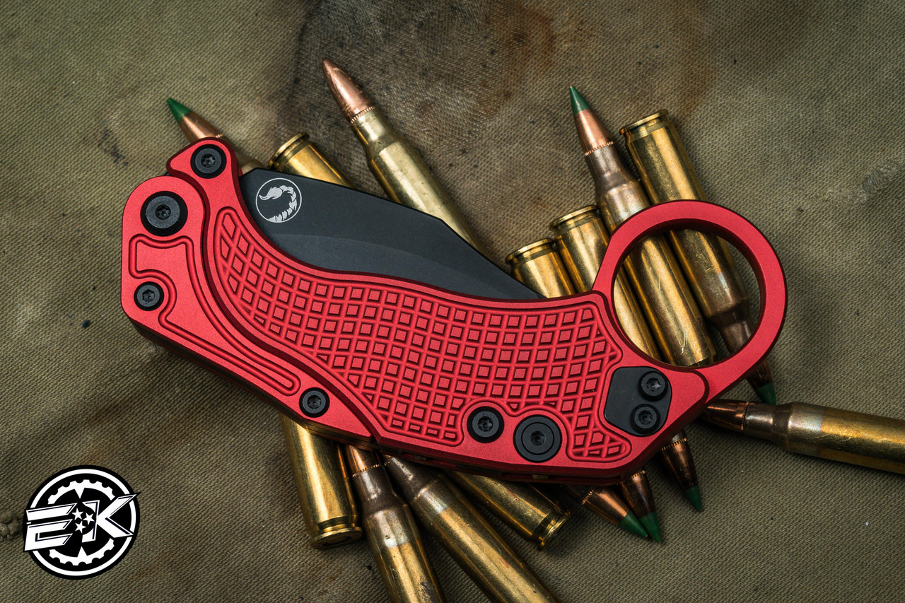 Reate EXO-K Karambit Button Lock Knife Red Aluminum 3" PVD (Trainer ...