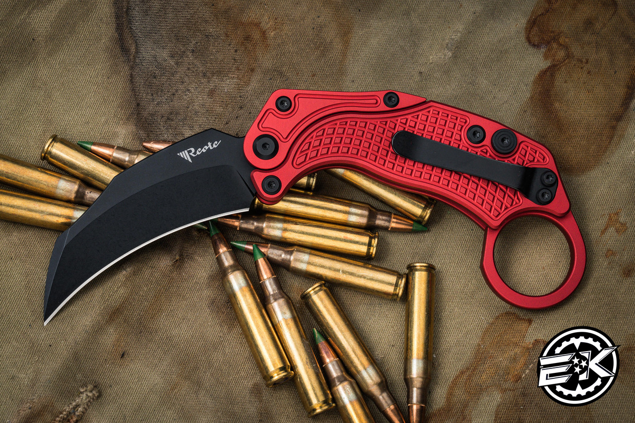 Reate Exo K Karambit Button Lock Knife Red Aluminum 3 Pvd Trainer
