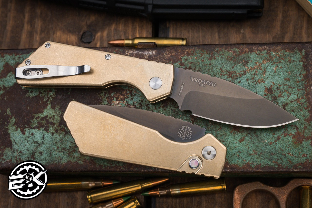 ProTech Strider PT+ Automatic Folding Knife Bronze 3.05" MagnaCut Smoky ...