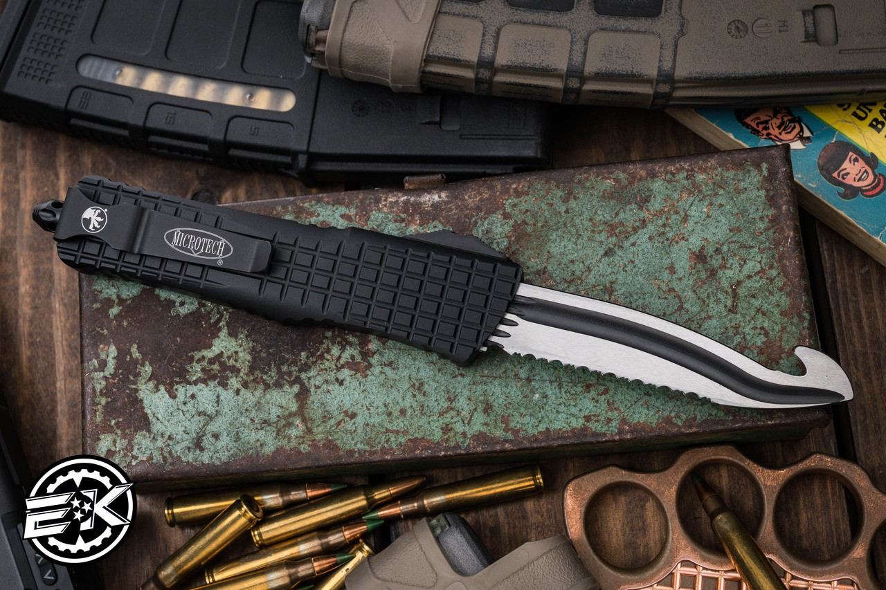 Preowned-Microtech Combat Troodon Rescue OTF Tool Aluminum Frag 3.8 ...