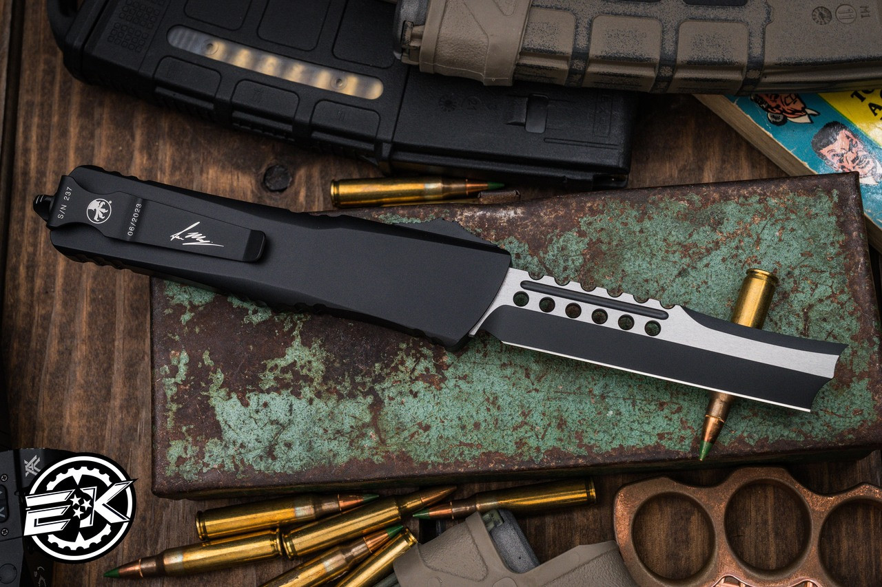 Microtech Combat Troodon Hellhound Razor Smooth Aluminum OTF Knife 3.8 ...