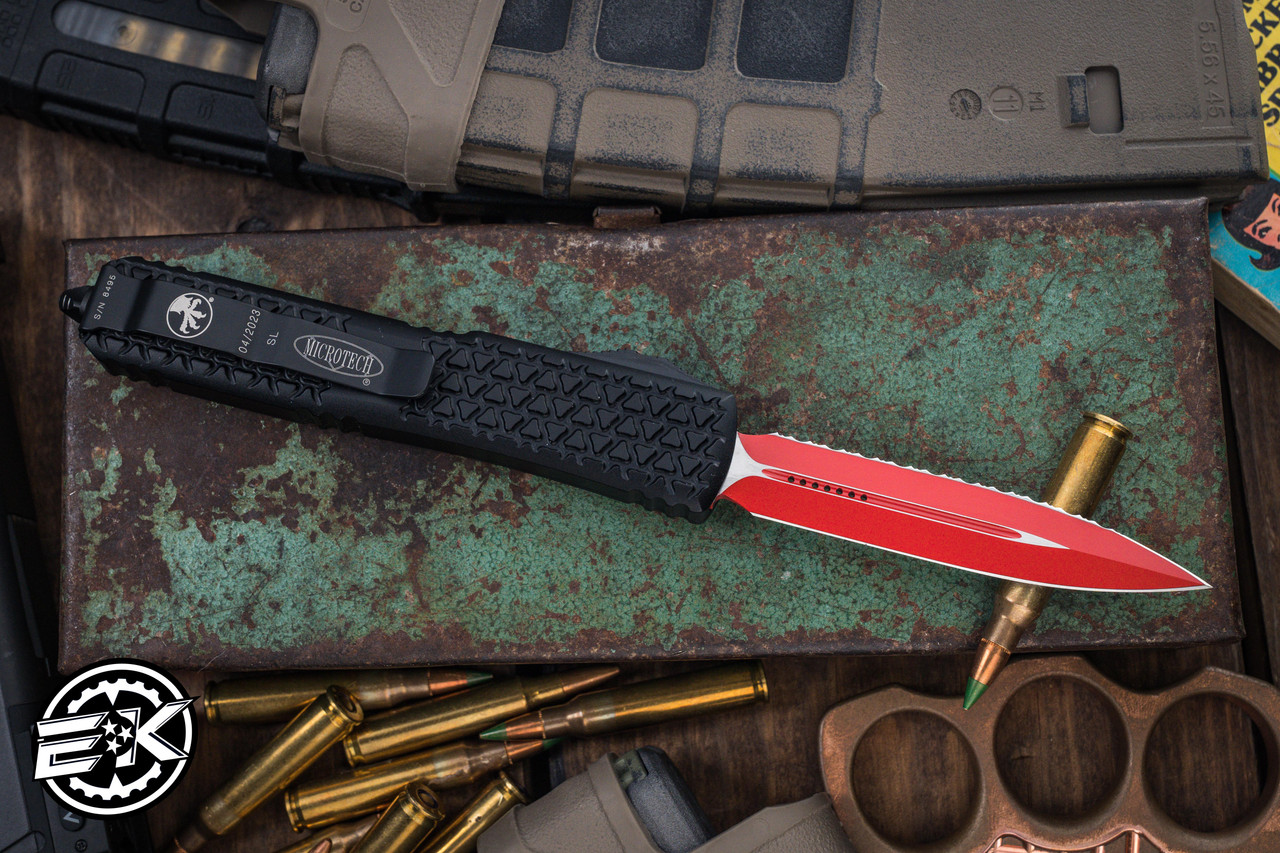 Microtech Ultratech Sith Lord Otf Knife 34 Dagger Red Serrated 122