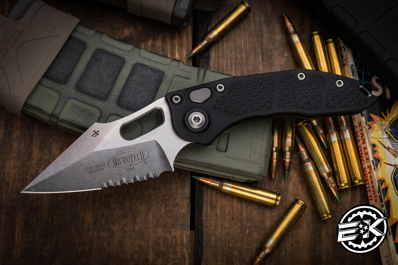 Microtechborka Blades Stitch Automatic Folding Knife 375 Stonewash