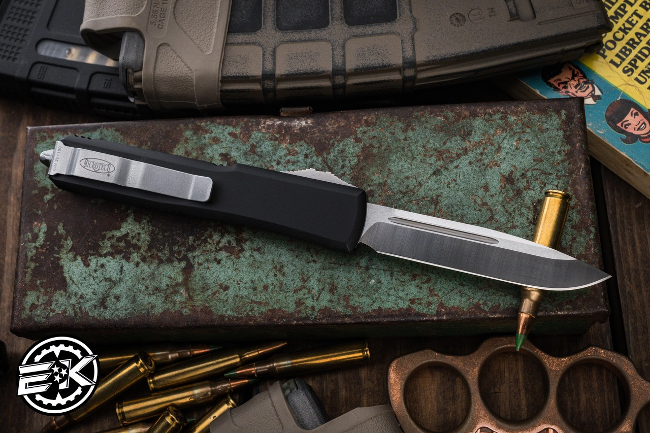 Microtech Ultratech OTF Knife Black 3.4" Satin Drop Point 121-4 (Preowned)
