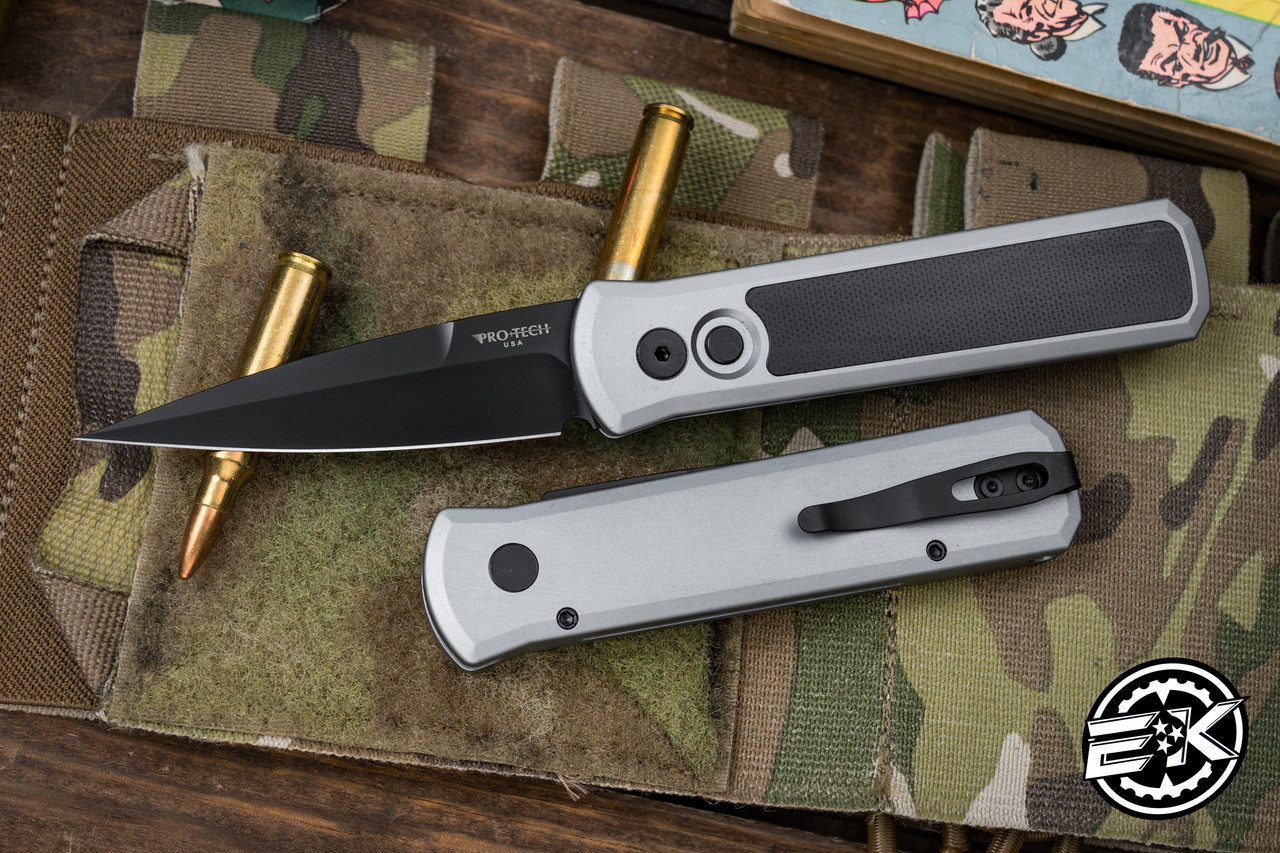 Protech Godson Automatic Knife Gray Aluminumblack G10 Inlay 3 Spear