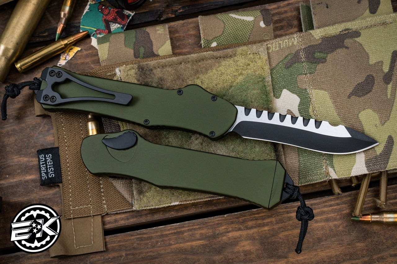 Heretic Knives Hydra V3 Otf Automatic Knife Od Green 36 Recurve Two