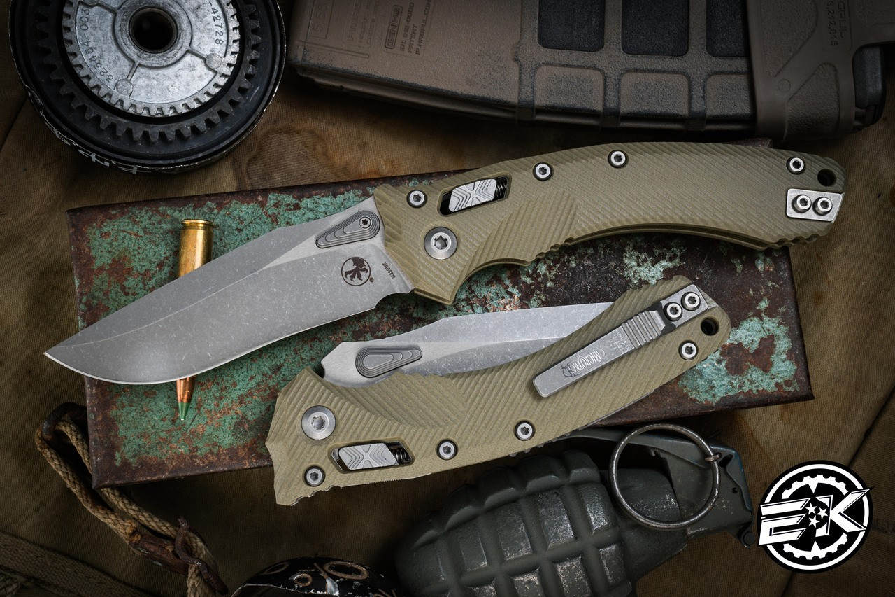 Microtech Amphibian Ram Lok Folding Knife Fluted Od Green G10 39