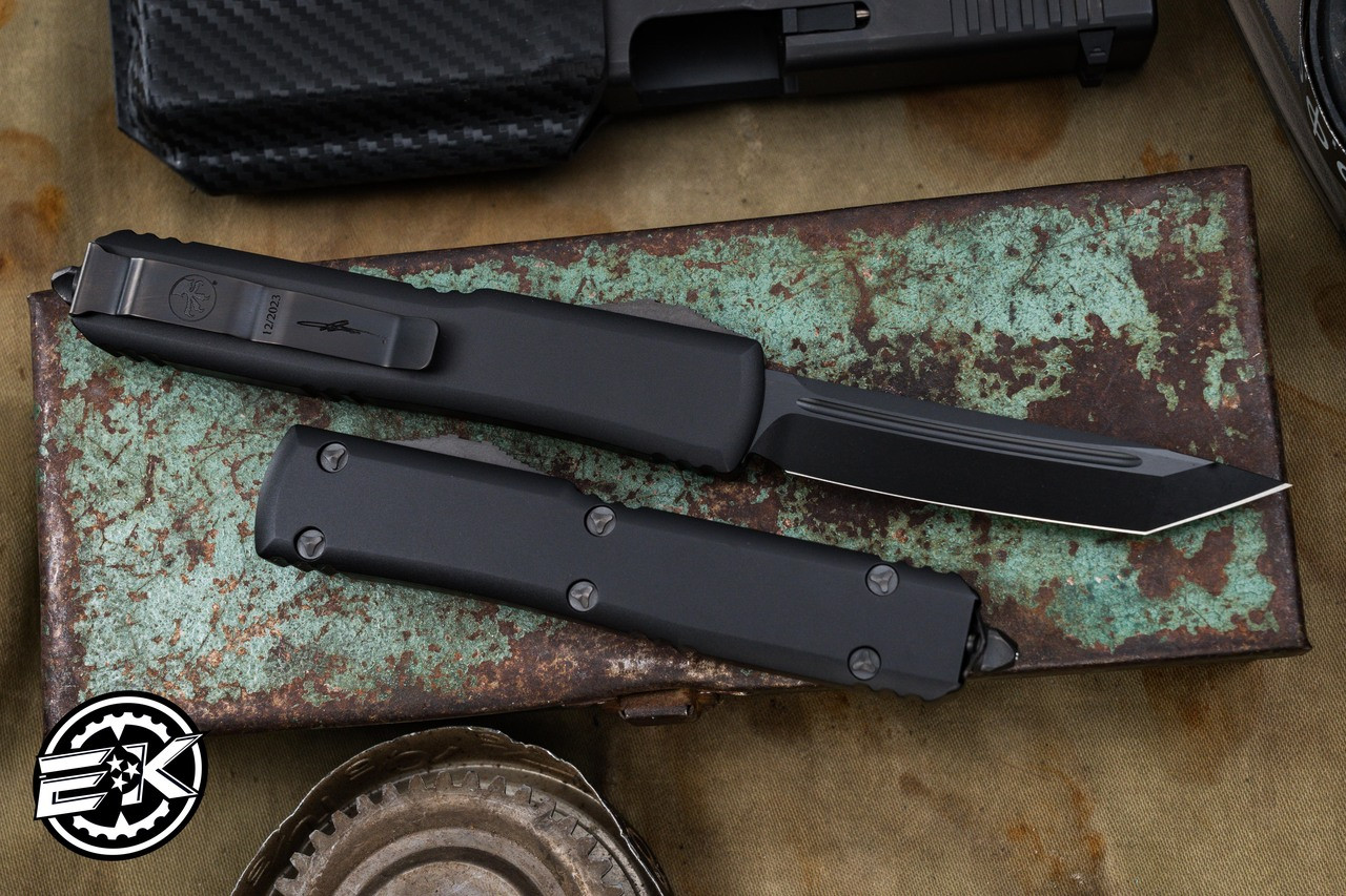 Microtech Ultratech DLC Shadow OTF Automatic Knife 3.4" Tanto 123-1DLCTSH