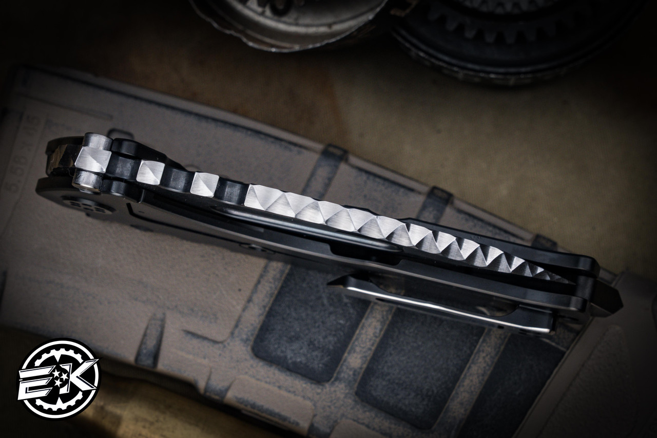 Medford Praetorian T Folding Knife PVD Black Titanium 3.75" DLC w/ Silver Jimping Drop Point