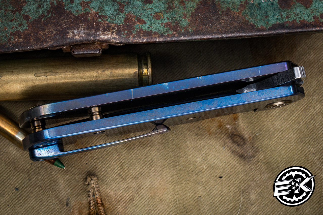 Medford Proxima Flipper Folding Knife Solar Flare Flamed Titanium 3.9" Drop Point Tumbled